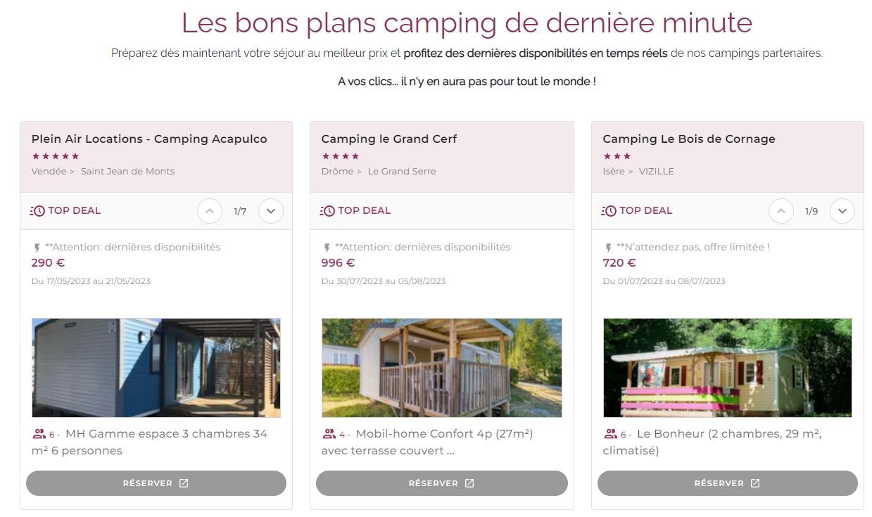 Page bons plans et promotions campings… – CampingDispo
